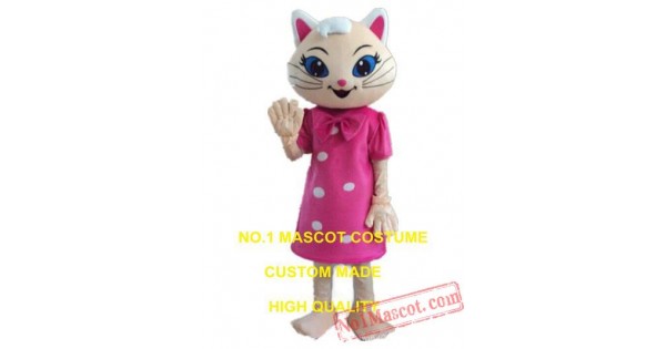 Cute Pink Cat Mascot Costume