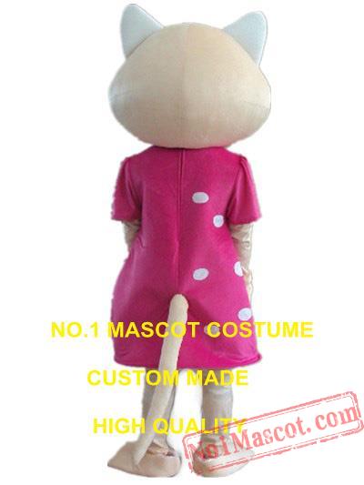 Cute Pink Cat Mascot Costume