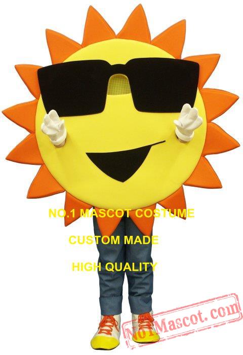Cool Sunny Summer Sun With Sunglasses Mascot Costume