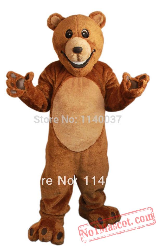 Smiling Teddy Bear Mascot With Mini Fan And Helmet Teddy