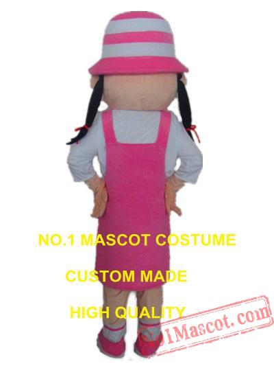 Pink Girl Mascot Costume