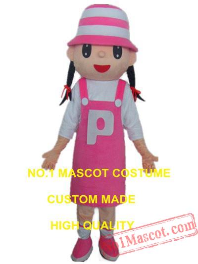 Pink Girl Mascot Costume